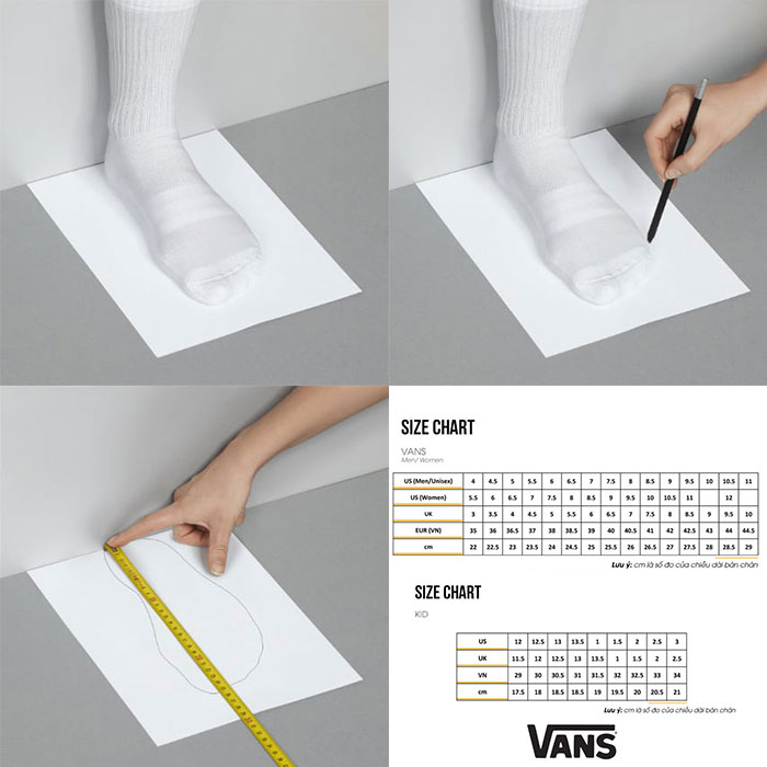 Cách chọn Vans size Chart chuẩn không cần chỉnh